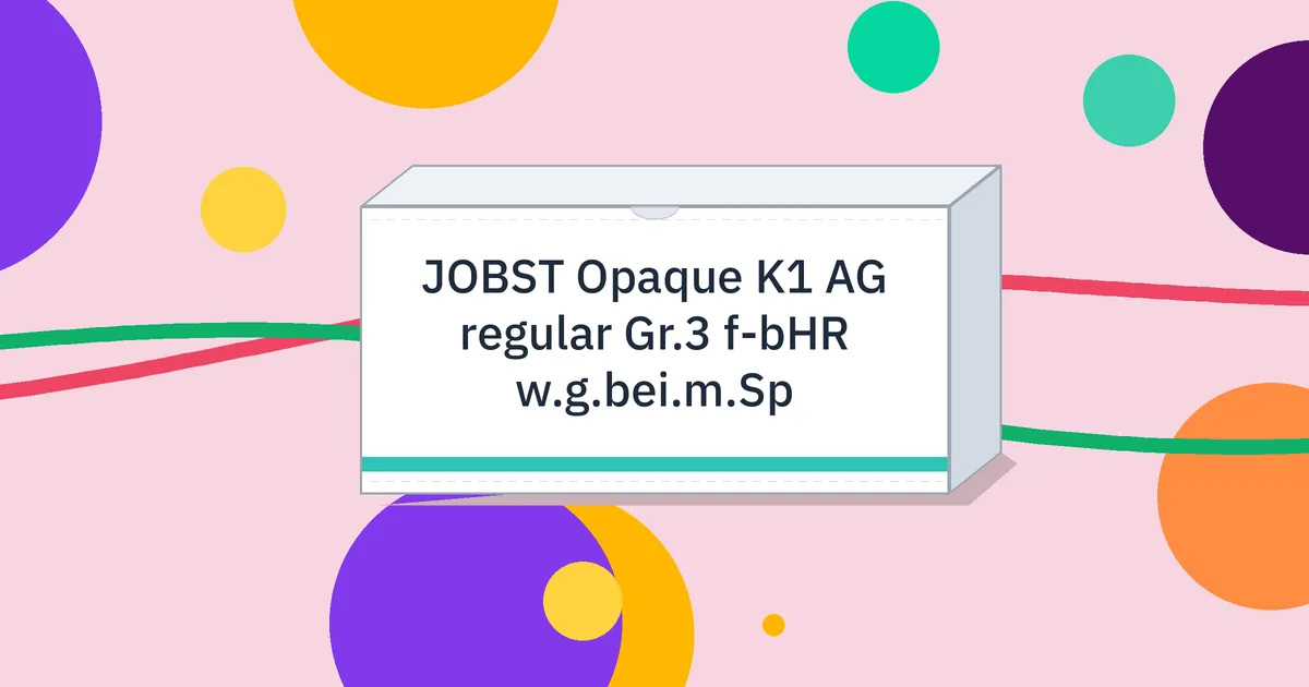 Symbolbild: Packung mit der Aufschrift JOBST Opaque K1 AG regular Gr.3 f-bHR w.g.bei.m.Sp (PZN 16265611) – Verfügbarkeit und Bezug in Apotheken in Frankfurt am Main