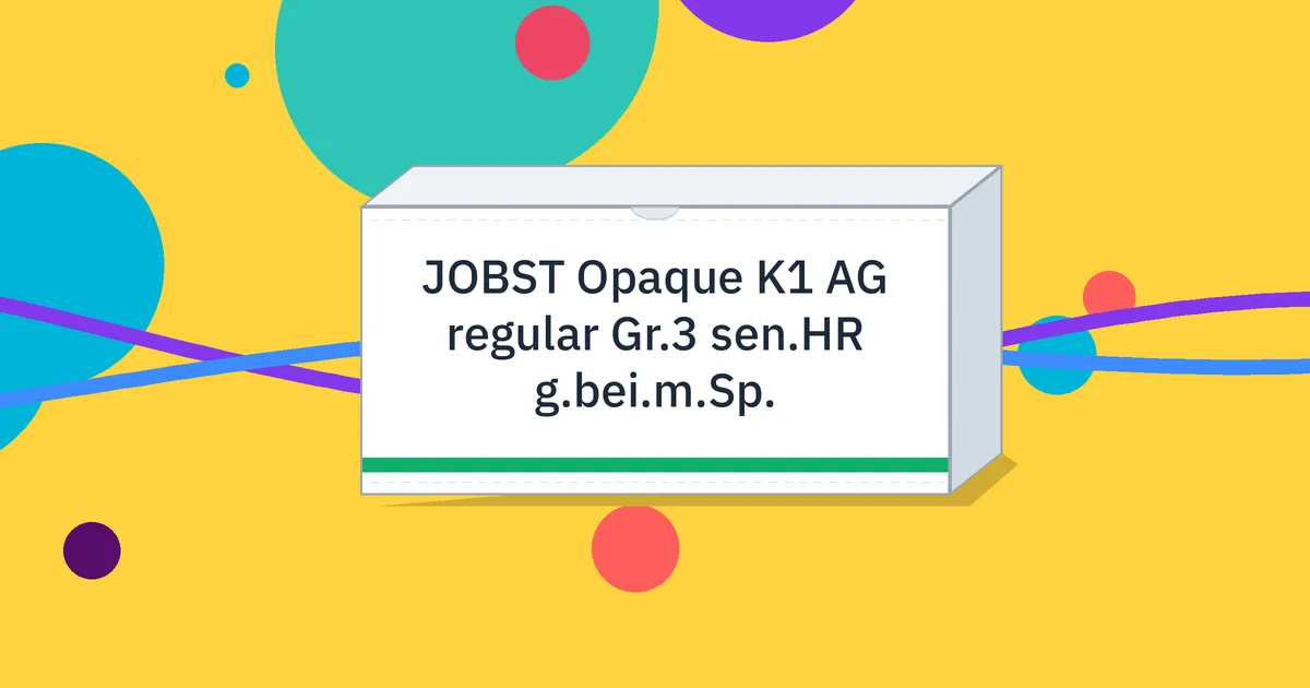 Symbolbild: Packung mit der Aufschrift JOBST Opaque K1 AG regular Gr.3 sen.HR g.bei.m.Sp. (PZN 16265829) – Verfügbarkeit und Bezug in Apotheken in Frankfurt am Main