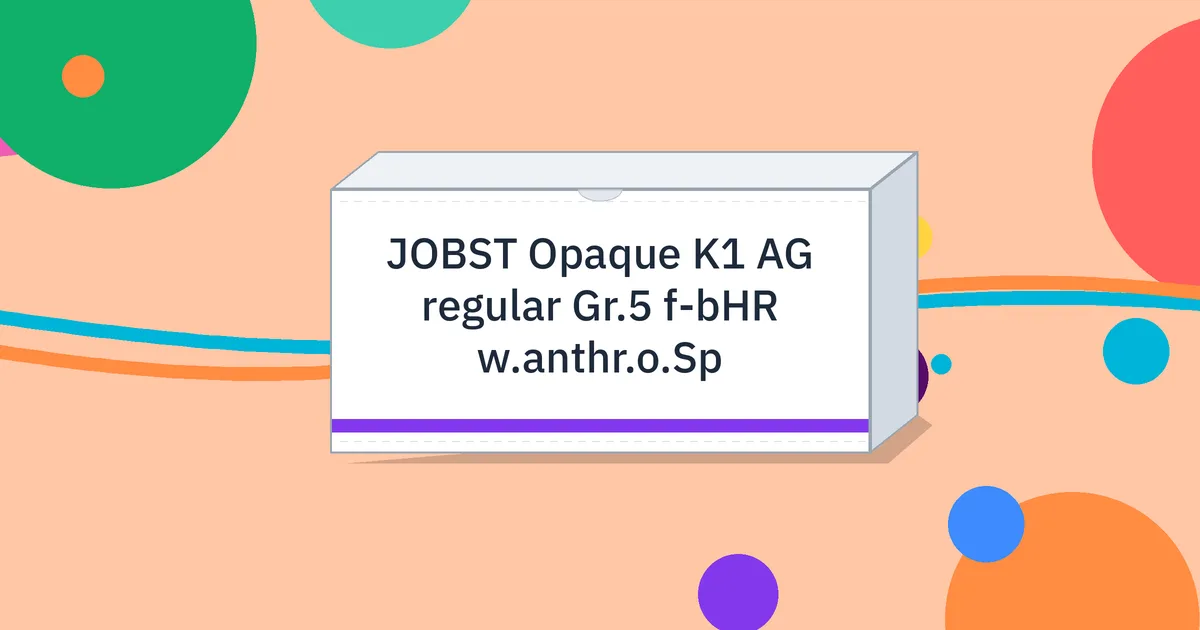 Symbolbild: Packung mit der Aufschrift JOBST Opaque K1 AG regular Gr.5 f-bHR w.anthr.o.Sp (PZN 16268153) – Verfügbarkeit und Bezug in Apotheken in Frankfurt am Main