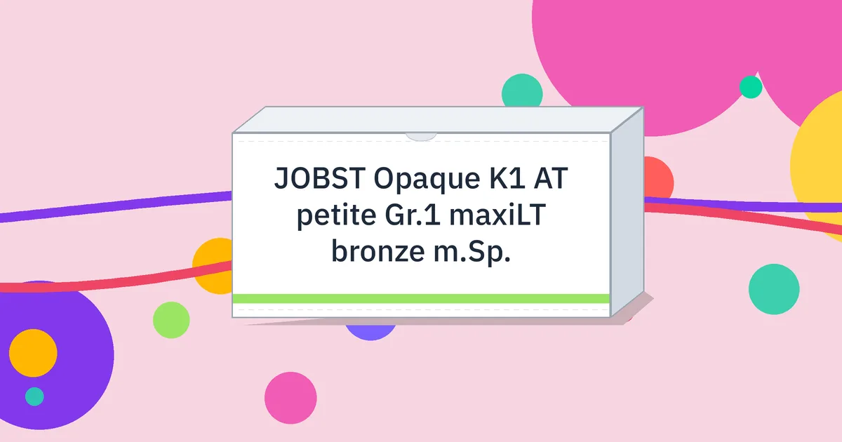 Symbolbild: Packung mit der Aufschrift JOBST Opaque K1 AT petite Gr.1 maxiLT bronze m.Sp. (PZN 13102512) – Verfügbarkeit und Bezug in Apotheken in Frankfurt am Main