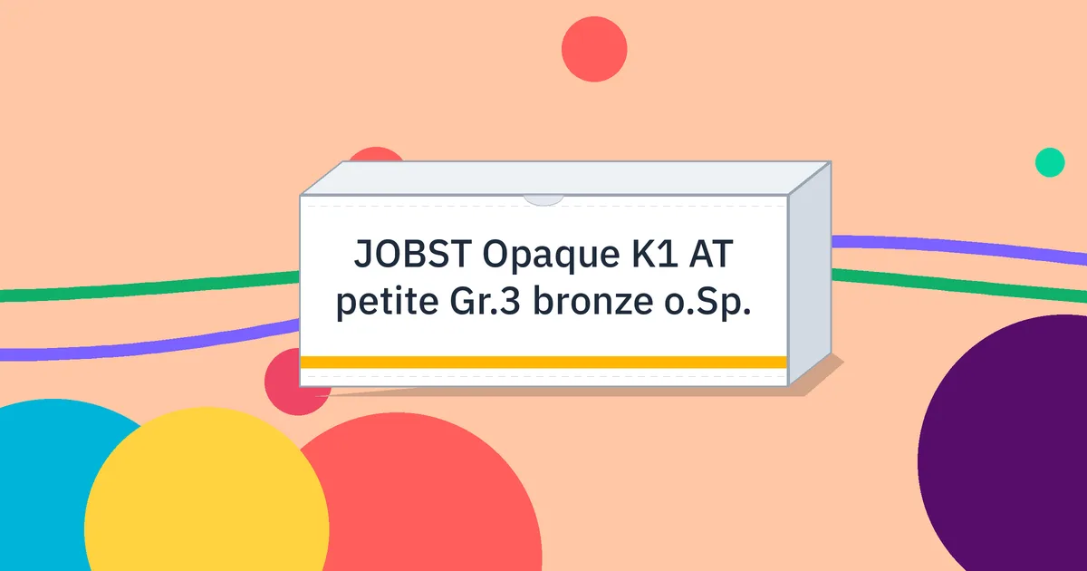 Symbolbild: Packung mit der Aufschrift JOBST Opaque K1 AT petite Gr.3 bronze o.Sp. (PZN 13103925) – Verfügbarkeit und Bezug in Apotheken in Frankfurt am Main