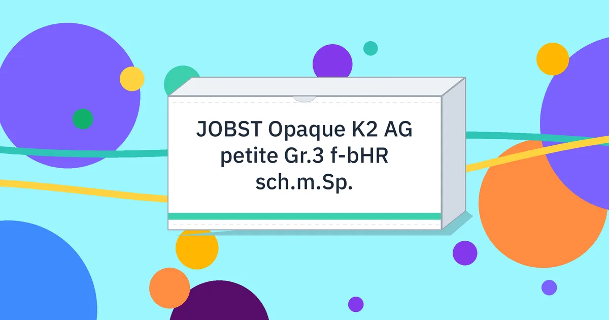 Symbolbild: Packung mit der Aufschrift JOBST Opaque K2 AG petite Gr.3 f-bHR sch.m.Sp. (PZN 10723834) – Verfügbarkeit und Bezug in Apotheken in Frankfurt am Main