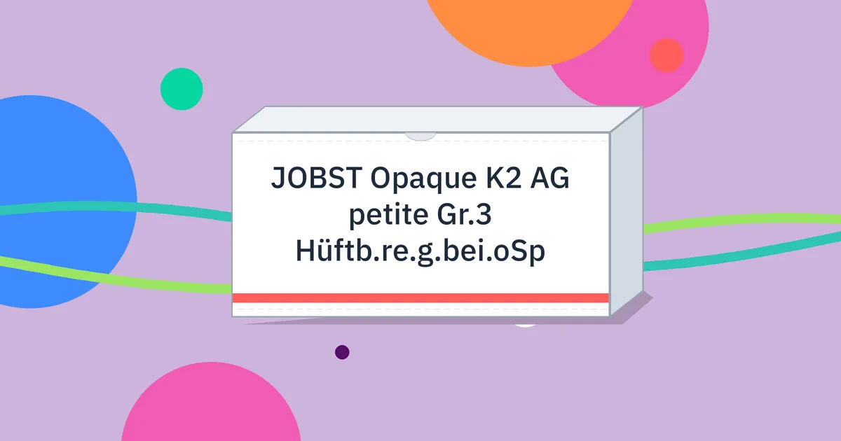 Symbolbild: Packung mit der Aufschrift JOBST Opaque K2 AG petite Gr.3 Hüftb.re.g.bei.oSp (PZN 16287831) – Verfügbarkeit und Bezug in Apotheken in Frankfurt am Main