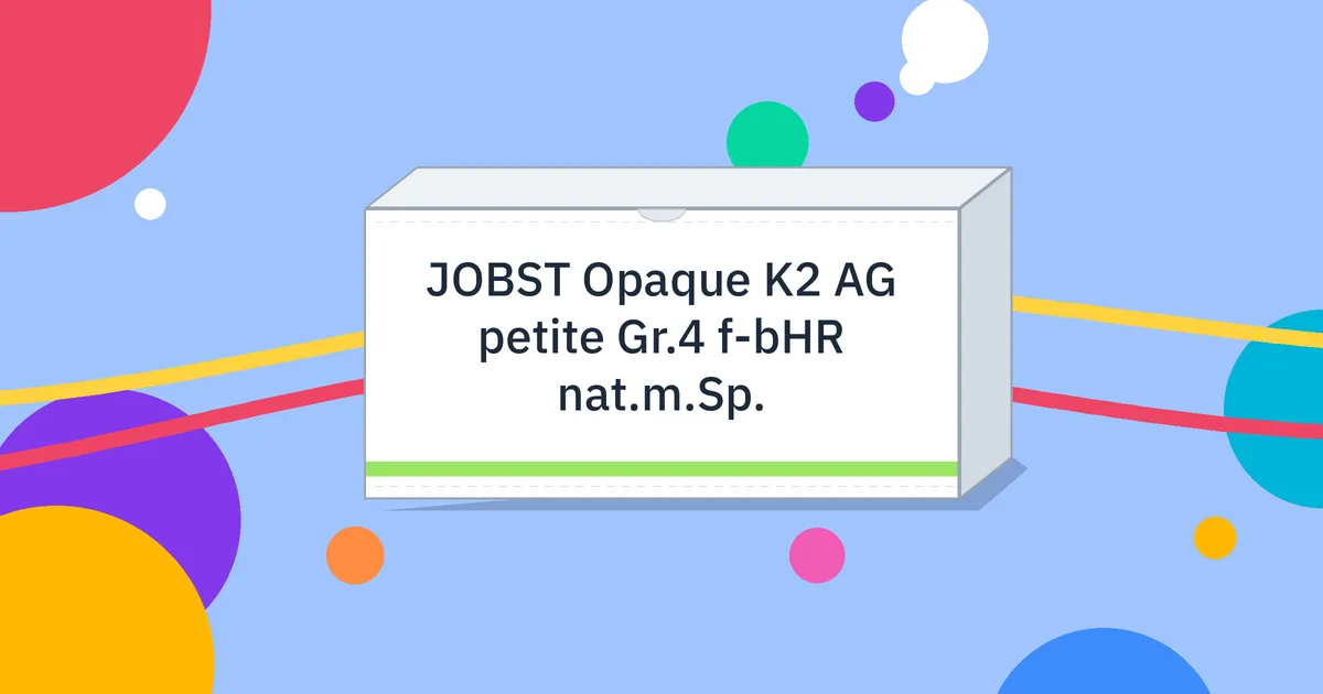 Symbolbild: Packung mit der Aufschrift JOBST Opaque K2 AG petite Gr.4 f-bHR nat.m.Sp. (PZN 10723780) – Verfügbarkeit und Bezug in Apotheken in Frankfurt am Main