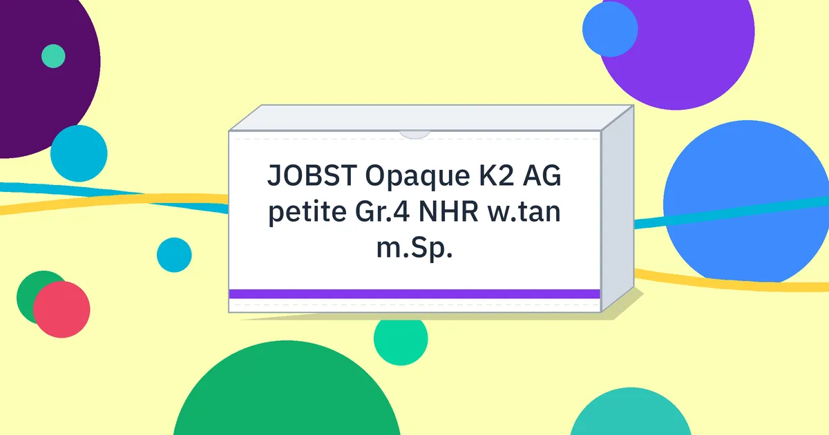 Symbolbild: Packung mit der Aufschrift JOBST Opaque K2 AG petite Gr.4 NHR w.tan m.Sp. (PZN 16284991) – Verfügbarkeit und Bezug in Apotheken in Frankfurt am Main