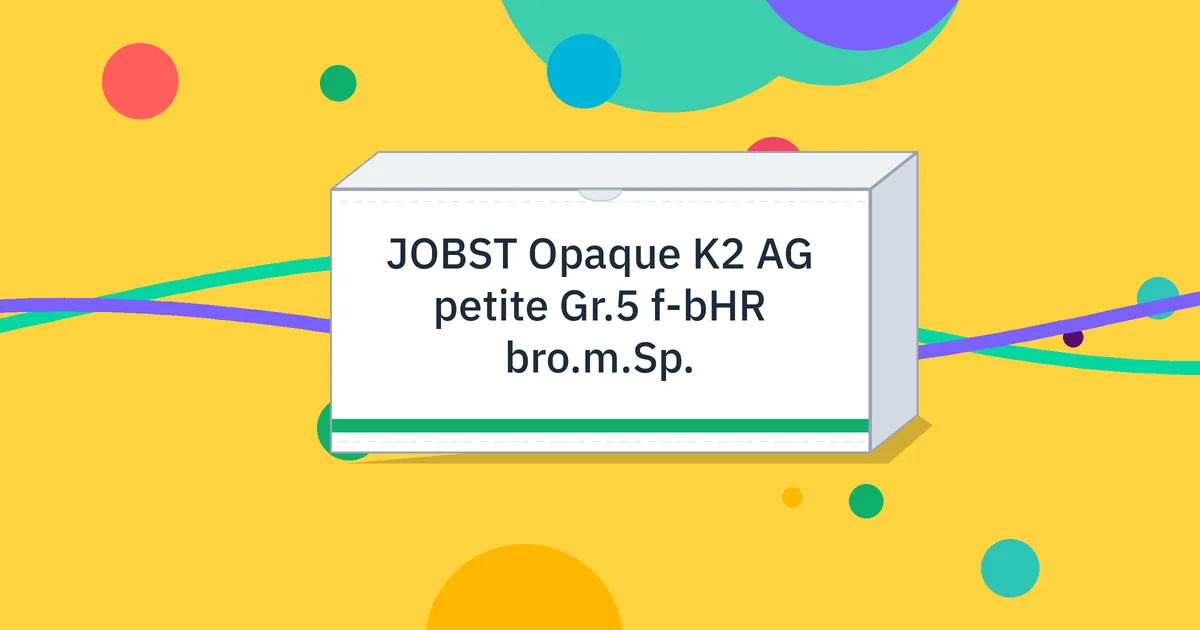 Symbolbild: Packung mit der Aufschrift JOBST Opaque K2 AG petite Gr.5 f-bHR bro.m.Sp. (PZN 13111942) – Verfügbarkeit und Bezug in Apotheken in Frankfurt am Main