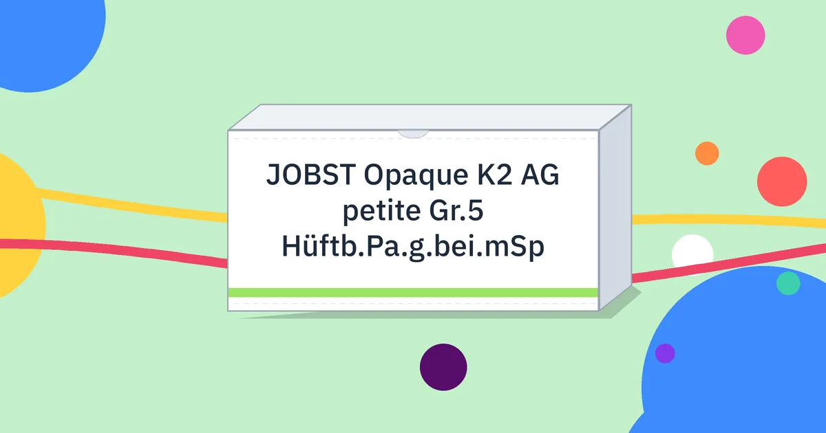 Symbolbild: Packung mit der Aufschrift JOBST Opaque K2 AG petite Gr.5 Hüftb.Pa.g.bei.mSp (PZN 16288121) – Verfügbarkeit und Bezug in Apotheken in Frankfurt am Main