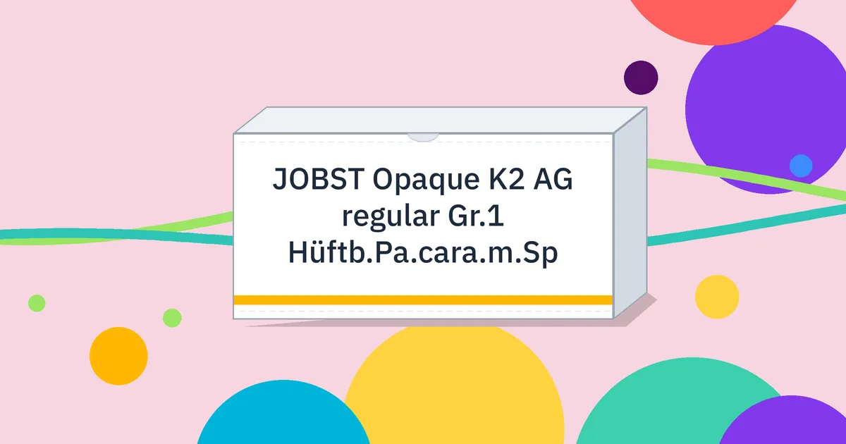 Symbolbild: Packung mit der Aufschrift JOBST Opaque K2 AG regular Gr.1 Hüftb.Pa.cara.m.Sp (PZN 13116402) – Verfügbarkeit und Bezug in Apotheken in Frankfurt am Main