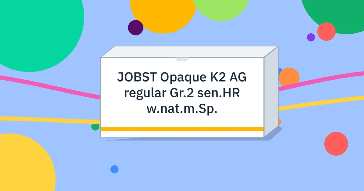 Symbolbild: Packung mit der Aufschrift JOBST Opaque K2 AG regular Gr.2 sen.HR w.nat.m.Sp. (PZN 11254525) – Verfügbarkeit und Bezug in Apotheken in Frankfurt am Main