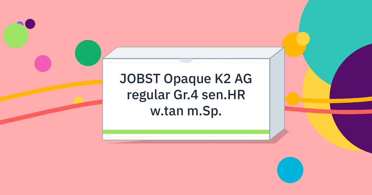 Symbolbild: Packung mit der Aufschrift JOBST Opaque K2 AG regular Gr.4 sen.HR w.tan m.Sp. (PZN 16281627) – Verfügbarkeit und Bezug in Apotheken in Frankfurt am Main