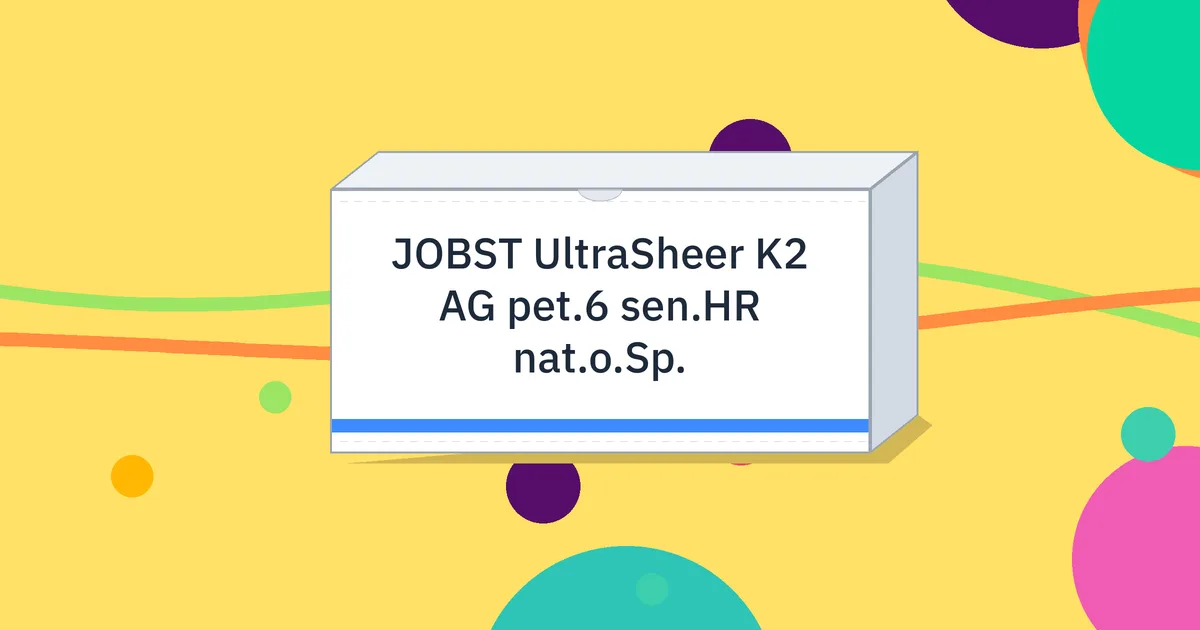 Symbolbild: Packung mit der Aufschrift JOBST UltraSheer K2 AG pet.6 sen.HR nat.o.Sp. (PZN 11265285) – Verfügbarkeit und Bezug in Apotheken in Frankfurt am Main