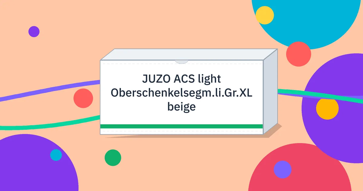 Symbolbild: Packung mit der Aufschrift JUZO ACS light Oberschenkelsegm.li.Gr.XL beige (PZN 13885394) – Verfügbarkeit und Bezug in Apotheken in Frankfurt am Main