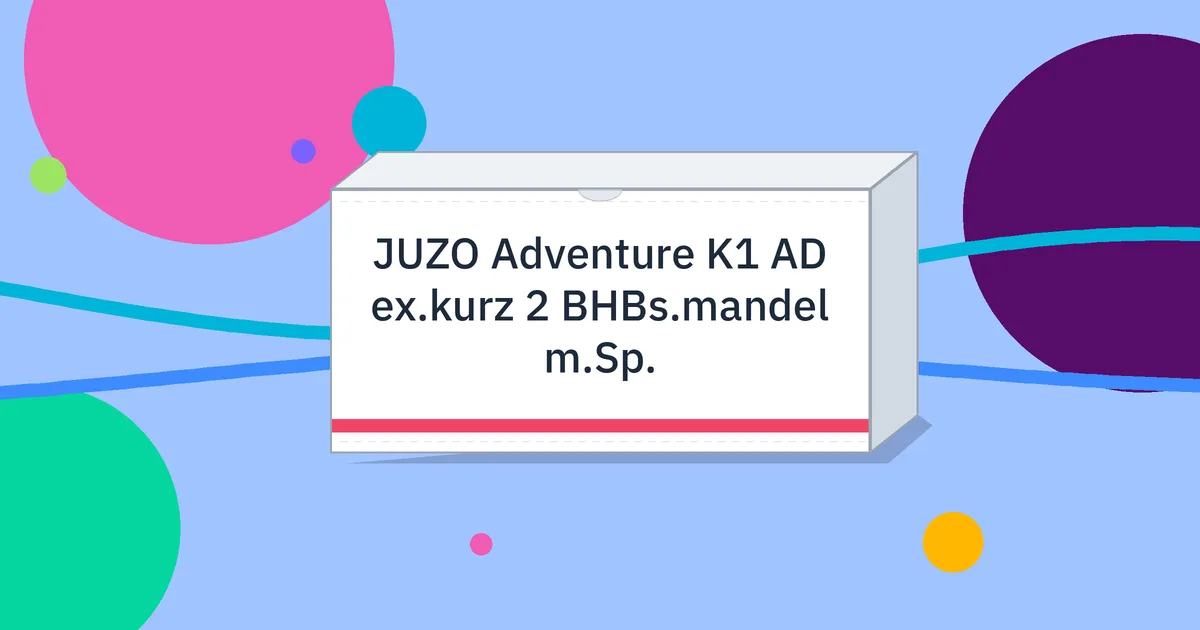 Symbolbild: Packung mit der Aufschrift JUZO Adventure K1 AD ex.kurz 2 BHBs.mandel m.Sp. (PZN 15496662) – Verfügbarkeit und Bezug in Apotheken in Frankfurt am Main