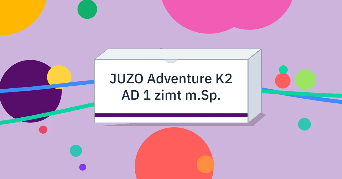 Symbolbild: Packung mit der Aufschrift JUZO Adventure K2 AD 1 zimt m.Sp. (PZN 16494406) – Verfügbarkeit und Bezug in Apotheken in Frankfurt am Main