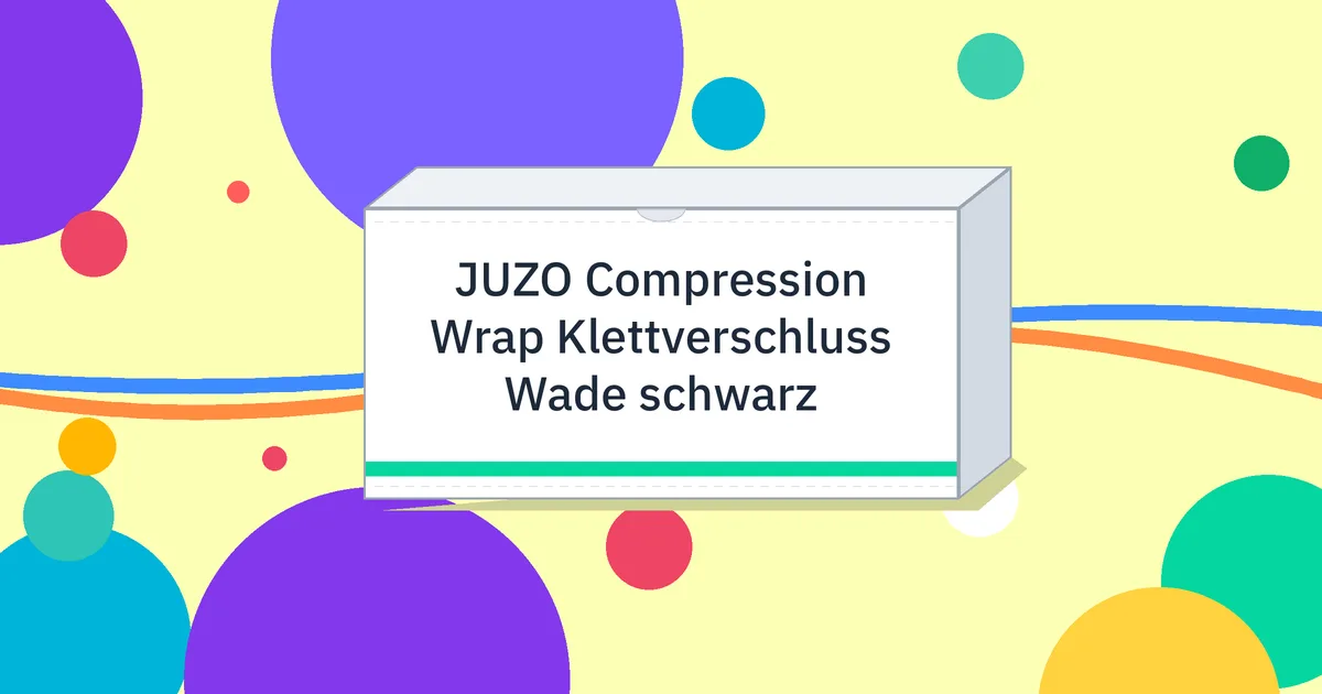 Symbolbild: Packung mit der Aufschrift JUZO Compression Wrap Klettverschluss Wade schwarz (PZN 16143842) – Verfügbarkeit und Bezug in Apotheken in Frankfurt am Main