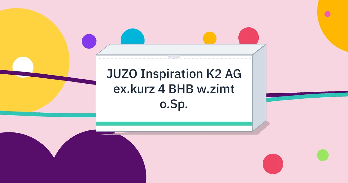 Symbolbild: Packung mit der Aufschrift JUZO Inspiration K2 AG ex.kurz 4 BHB w.zimt o.Sp. (PZN 14851842) – Verfügbarkeit und Bezug in Apotheken in Frankfurt am Main