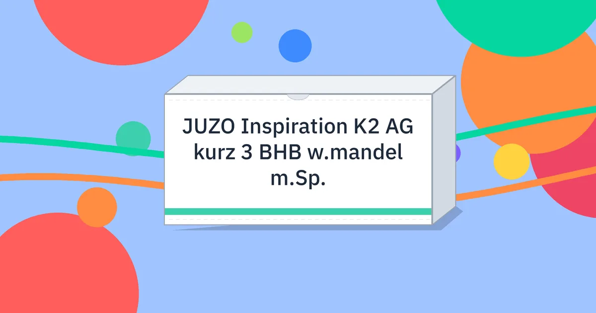 Symbolbild: Packung mit der Aufschrift JUZO Inspiration K2 AG kurz 3 BHB w.mandel m.Sp. (PZN 14850162) – Verfügbarkeit und Bezug in Apotheken in Frankfurt am Main