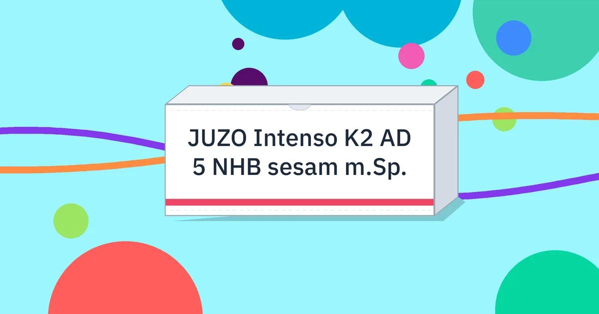 Symbolbild: Packung mit der Aufschrift JUZO Intenso K2 AD 5 NHB sesam m.Sp. (PZN 18609799) – Verfügbarkeit und Bezug in Apotheken in Frankfurt am Main