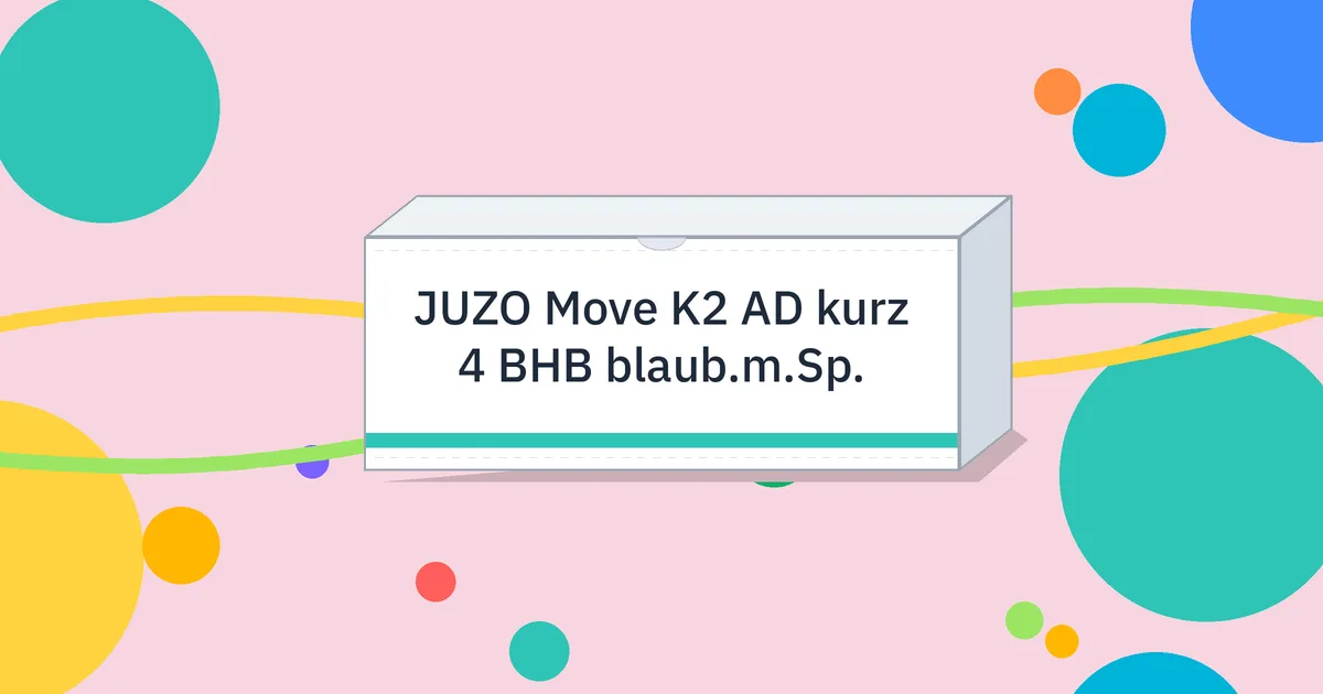 Symbolbild: Packung mit der Aufschrift JUZO Move K2 AD kurz 4 BHB blaub.m.Sp. (PZN 18540607) – Verfügbarkeit und Bezug in Apotheken in Frankfurt am Main