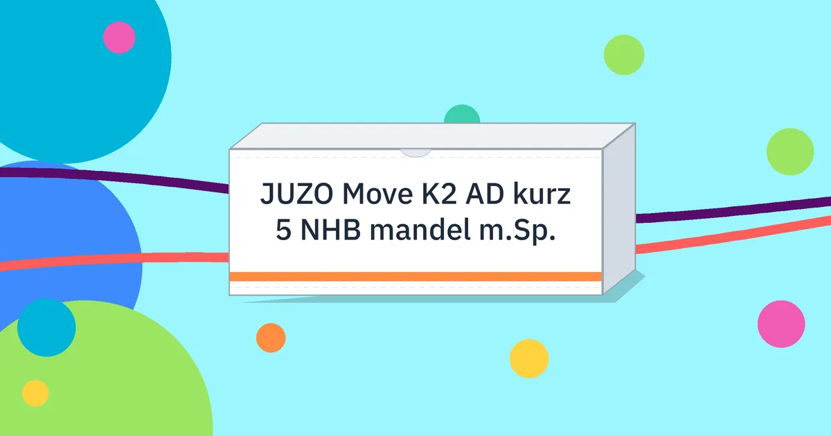 Symbolbild: Packung mit der Aufschrift JUZO Move K2 AD kurz 5 NHB mandel m.Sp. (PZN 16340092) – Verfügbarkeit und Bezug in Apotheken in Frankfurt am Main