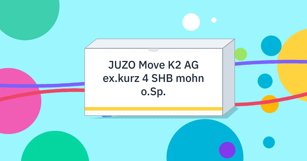 Symbolbild: Packung mit der Aufschrift JUZO Move K2 AG ex.kurz 4 SHB mohn o.Sp. (PZN 18565524) – Verfügbarkeit und Bezug in Apotheken in Frankfurt am Main