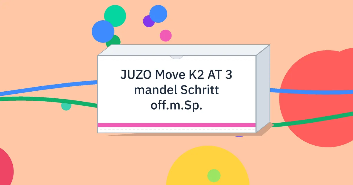 Symbolbild: Packung mit der Aufschrift JUZO Move K2 AT 3 mandel Schritt off.m.Sp. (PZN 20668355) – Verfügbarkeit und Bezug in Apotheken in Frankfurt am Main