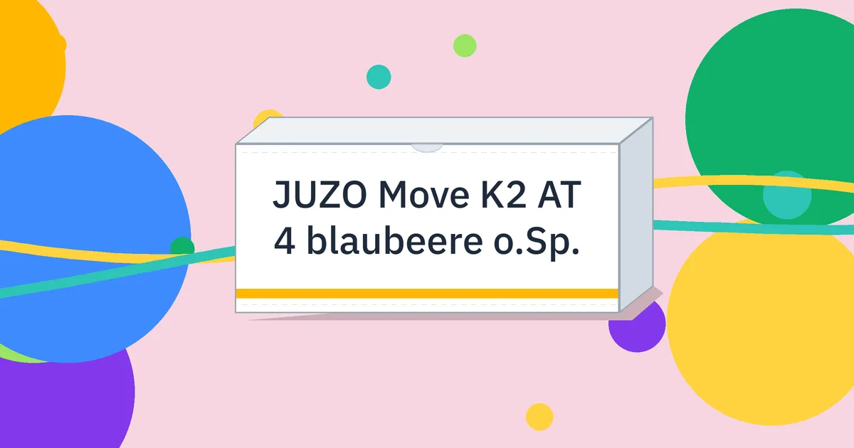 Symbolbild: Packung mit der Aufschrift JUZO Move K2 AT 4 blaubeere o.Sp. (PZN 20669277) – Verfügbarkeit und Bezug in Apotheken in Frankfurt am Main