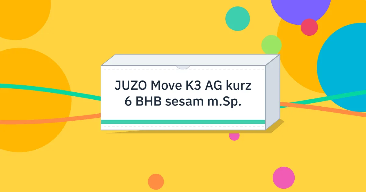 Symbolbild: Packung mit der Aufschrift JUZO Move K3 AG kurz 6 BHB sesam m.Sp. (PZN 18579667) – Verfügbarkeit und Bezug in Apotheken in Frankfurt am Main