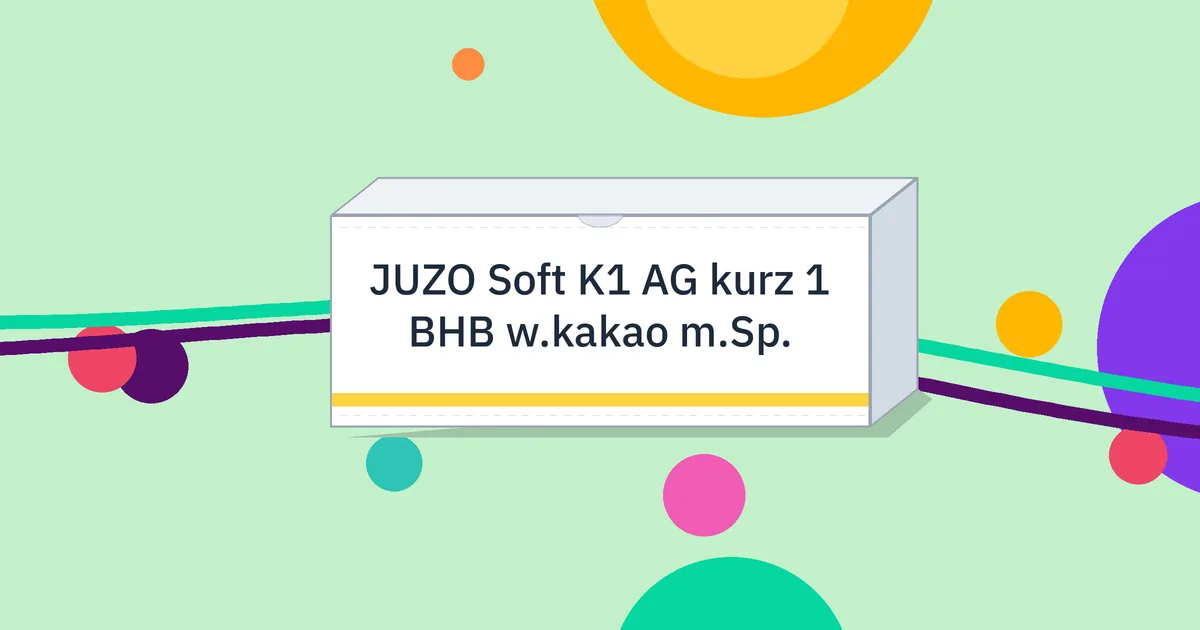 Symbolbild: Packung mit der Aufschrift JUZO Soft K1 AG kurz 1 BHB w.kakao m.Sp. (PZN 14838416) – Verfügbarkeit und Bezug in Apotheken in Frankfurt am Main