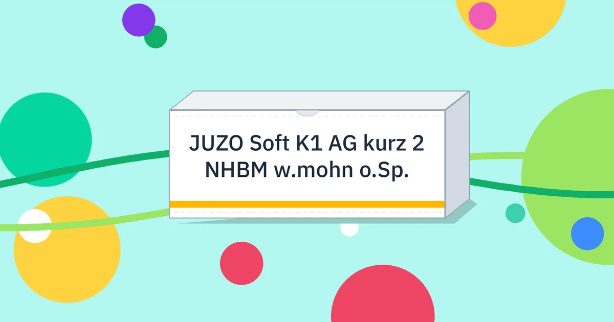 Symbolbild: Packung mit der Aufschrift JUZO Soft K1 AG kurz 2 NHBM w.mohn o.Sp. (PZN 14996256) – Verfügbarkeit und Bezug in Apotheken in Frankfurt am Main