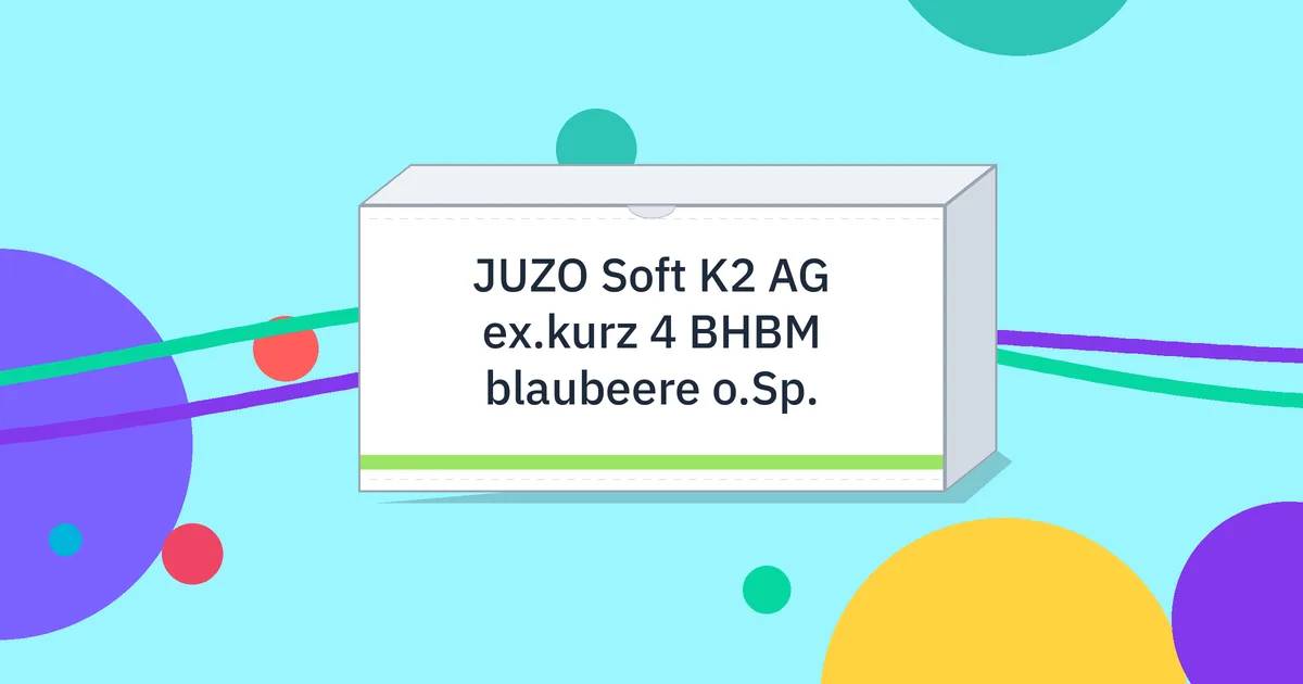 Symbolbild: Packung mit der Aufschrift JUZO Soft K2 AG ex.kurz 4 BHBM blaubeere o.Sp. (PZN 14862343) – Verfügbarkeit und Bezug in Apotheken in Frankfurt am Main