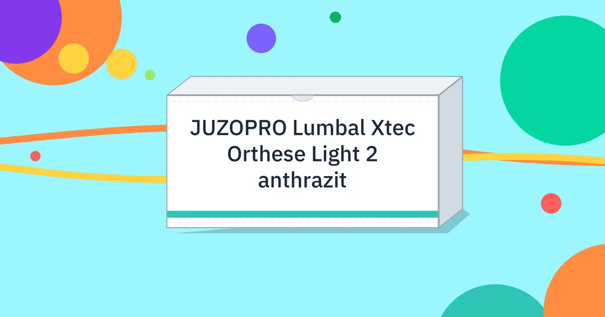 Symbolbild: Packung mit der Aufschrift JUZOPRO Lumbal Xtec Orthese Light 2 anthrazit (PZN 16497907) – Verfügbarkeit und Bezug in Apotheken in Frankfurt am Main