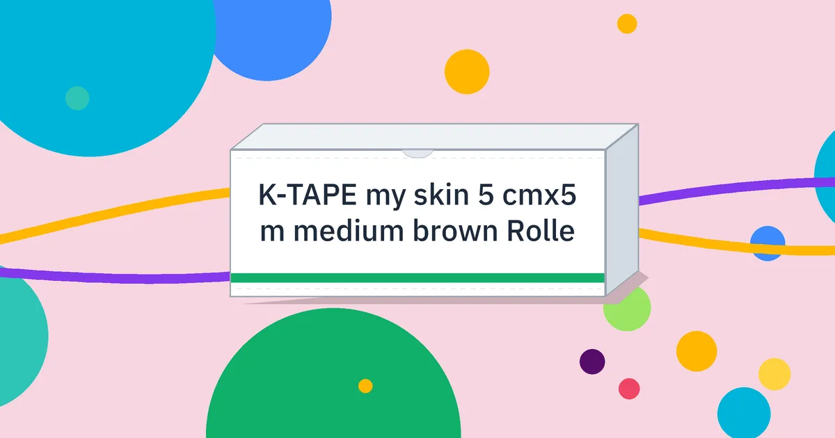 Symbolbild: Packung mit der Aufschrift K-TAPE my skin 5 cmx5 m medium brown Rolle (PZN 17455242) – Verfügbarkeit und Bezug in Apotheken in Frankfurt am Main