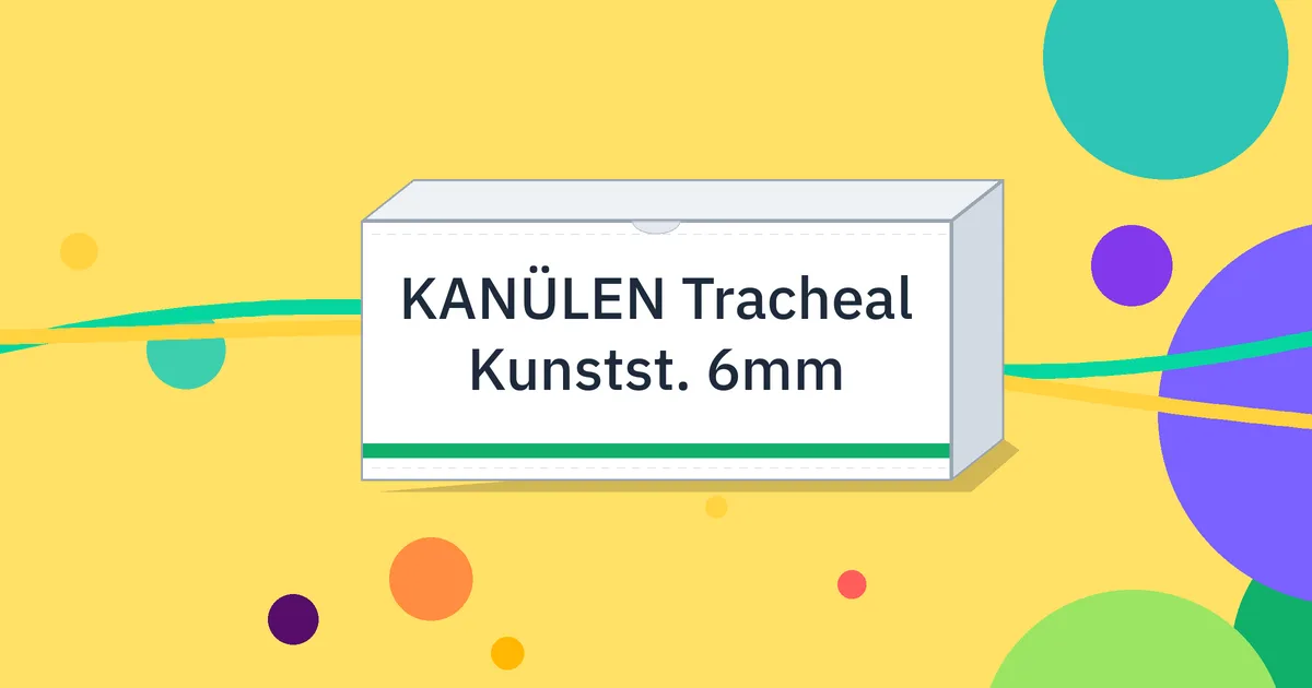 Symbolbild: Packung mit der Aufschrift KANÜLEN Tracheal Kunstst. 6mm (PZN 01965490) – Verfügbarkeit und Bezug in Apotheken in Frankfurt am Main