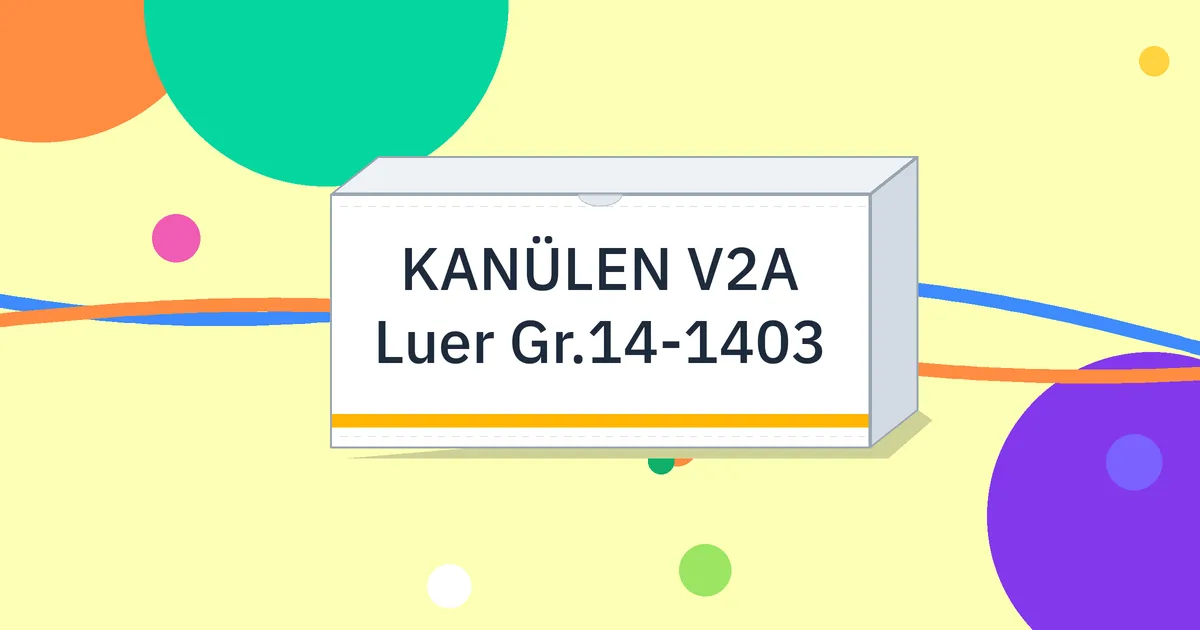 Symbolbild: Packung mit der Aufschrift KANÜLEN V2A Luer Gr.14-1403 (PZN 02439668) – Verfügbarkeit und Bezug in Apotheken in Frankfurt am Main