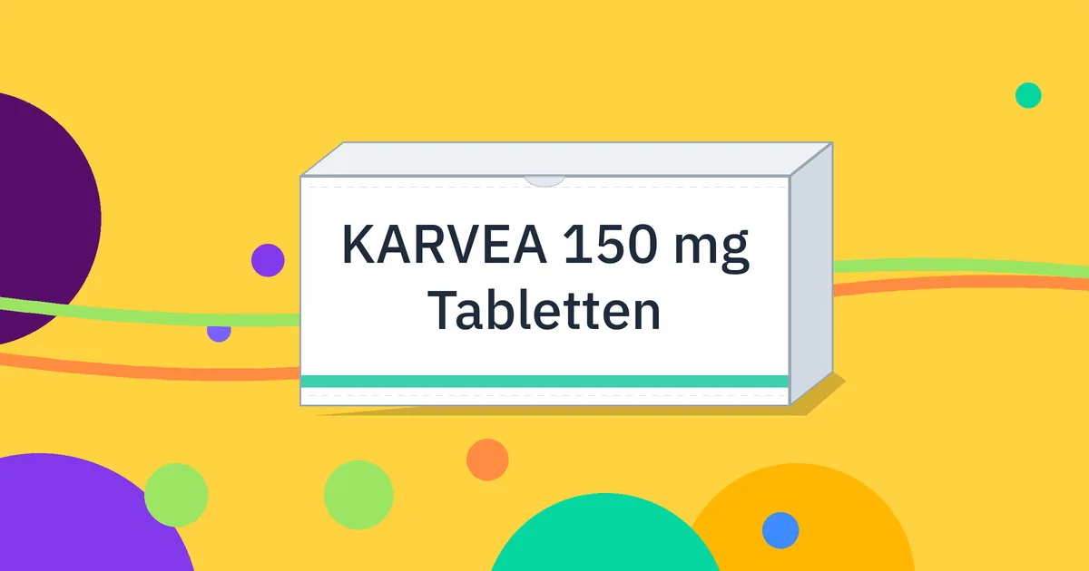 Symbolbild: Packung mit der Aufschrift KARVEA 150 mg Tabletten (PZN 16397784) – Verfügbarkeit und Bezug in Apotheken in Frankfurt am Main