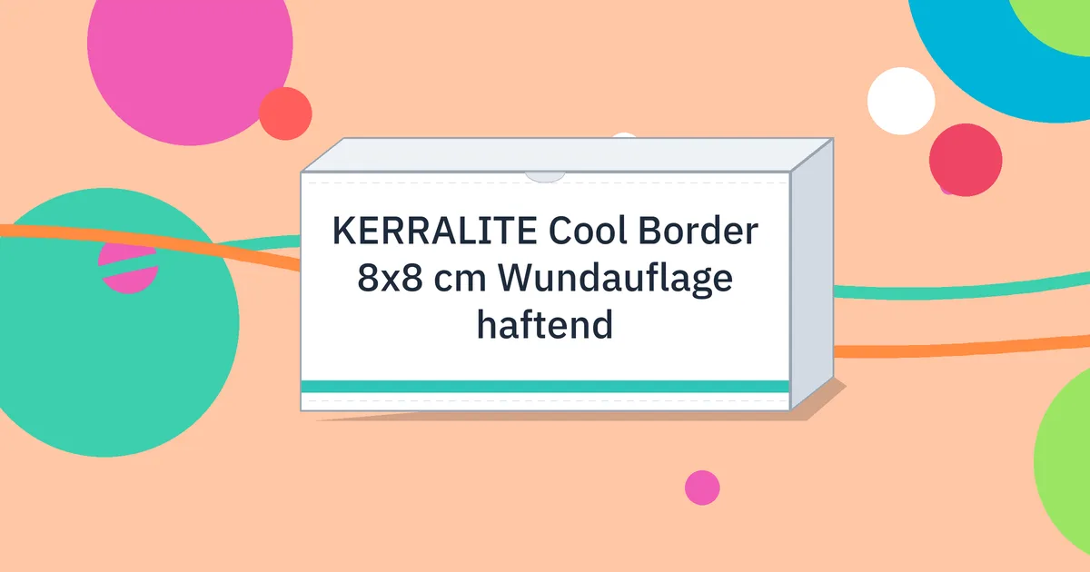 Symbolbild: Packung mit der Aufschrift KERRALITE Cool Border 8x8 cm Wundauflage haftend (PZN 10269536) – Verfügbarkeit und Bezug in Apotheken in Frankfurt am Main