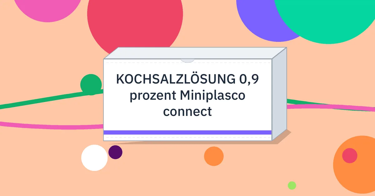 Symbolbild: Packung mit der Aufschrift KOCHSALZLÖSUNG 0,9 prozent Miniplasco connect (PZN 02737756) – Verfügbarkeit und Bezug in Apotheken in Frankfurt am Main