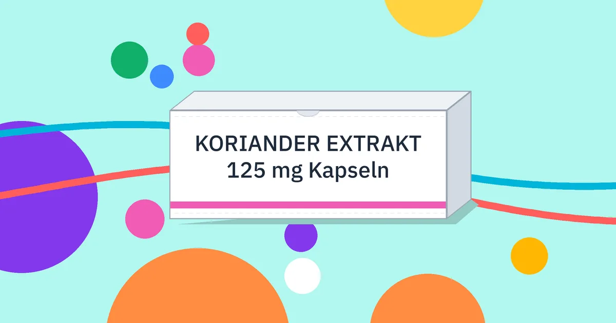 Symbolbild: Packung mit der Aufschrift KORIANDER EXTRAKT 125 mg Kapseln (PZN 17426370) – Verfügbarkeit und Bezug in Apotheken in Frankfurt am Main