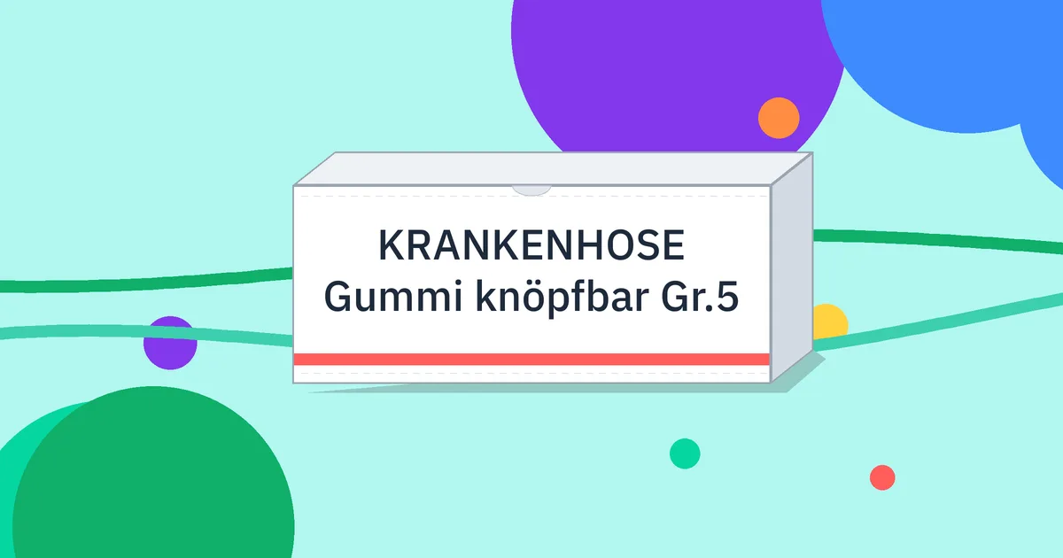 Symbolbild: Packung mit der Aufschrift KRANKENHOSE Gummi knöpfbar Gr.5 (PZN 01979693) – Verfügbarkeit und Bezug in Apotheken in Frankfurt am Main