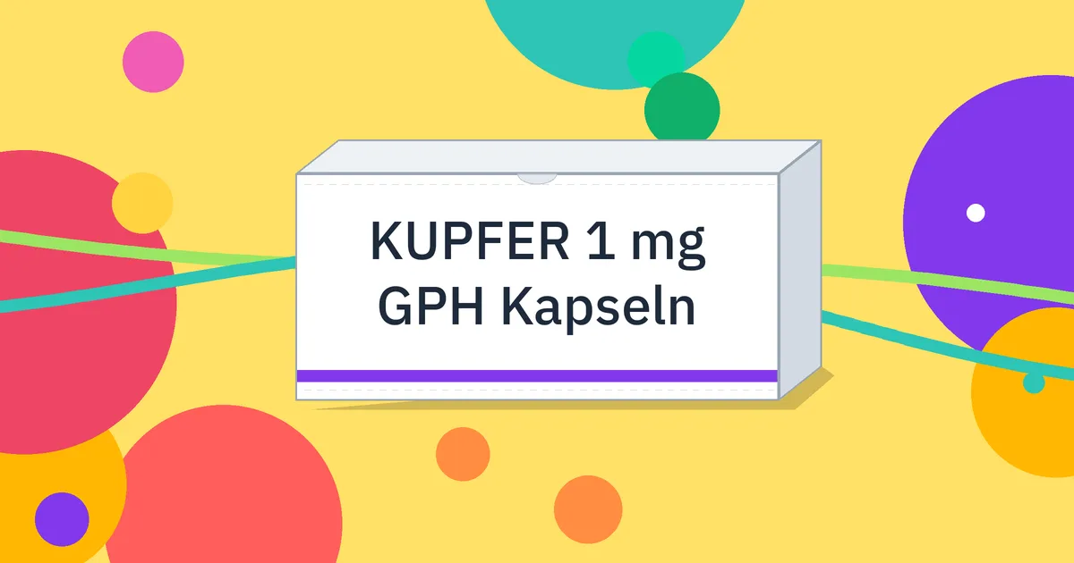 Symbolbild: Packung mit der Aufschrift KUPFER 1 mg GPH Kapseln (PZN 01569191) – Verfügbarkeit und Bezug in Apotheken in Frankfurt am Main