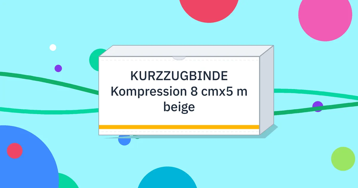 Symbolbild: Packung mit der Aufschrift KURZZUGBINDE Kompression 8 cmx5 m beige (PZN 17559467) – Verfügbarkeit und Bezug in Apotheken in Frankfurt am Main