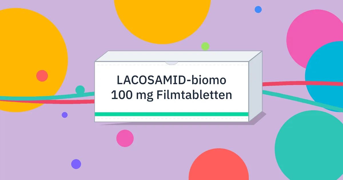 Symbolbild: Packung mit der Aufschrift LACOSAMID-biomo 100 mg Filmtabletten (PZN 17212485) – Verfügbarkeit und Bezug in Apotheken in Frankfurt am Main