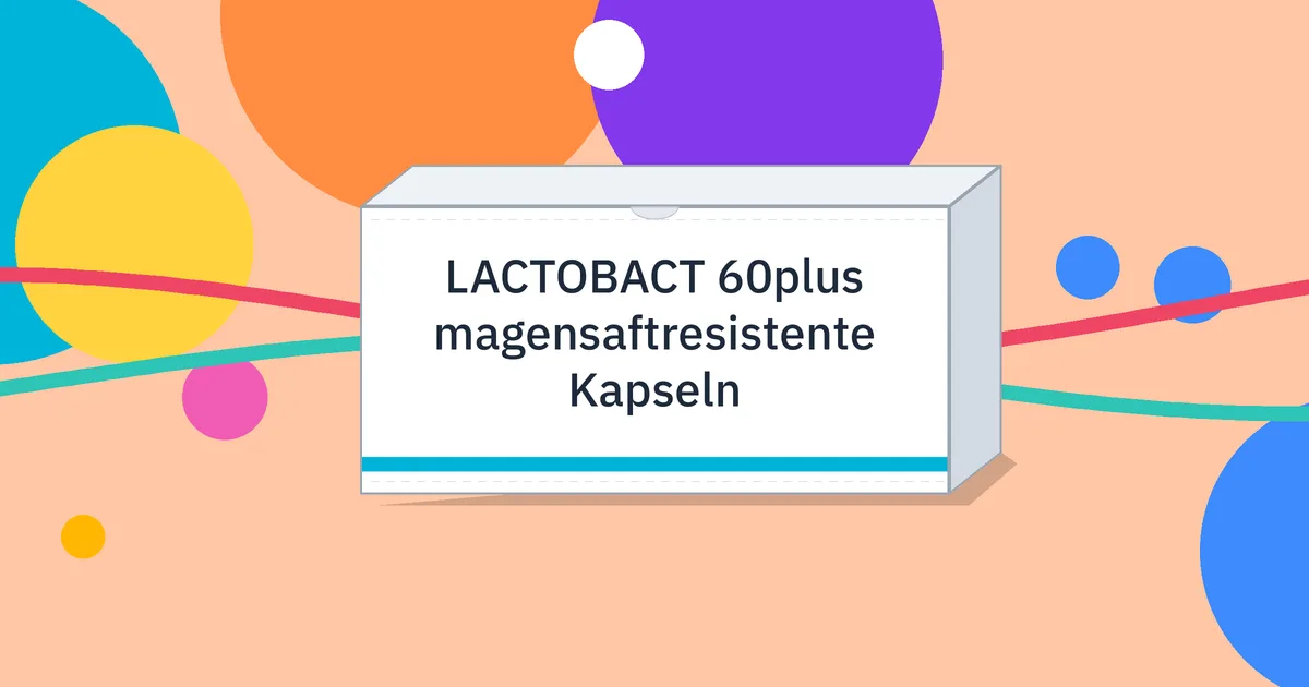 Symbolbild: Packung mit der Aufschrift LACTOBACT 60plus magensaftresistente Kapseln (PZN 10992416) – Verfügbarkeit und Bezug in Apotheken in Frankfurt am Main