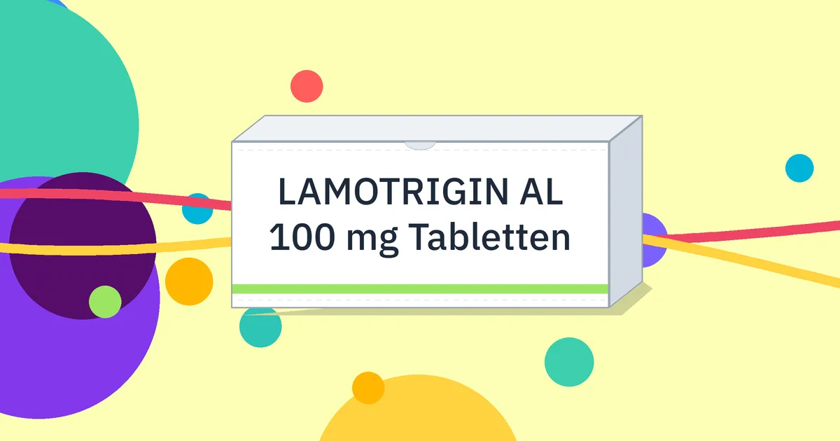 Symbolbild: Packung mit der Aufschrift LAMOTRIGIN AL 100 mg Tabletten (PZN 04192433) – Verfügbarkeit und Bezug in Apotheken in Frankfurt am Main