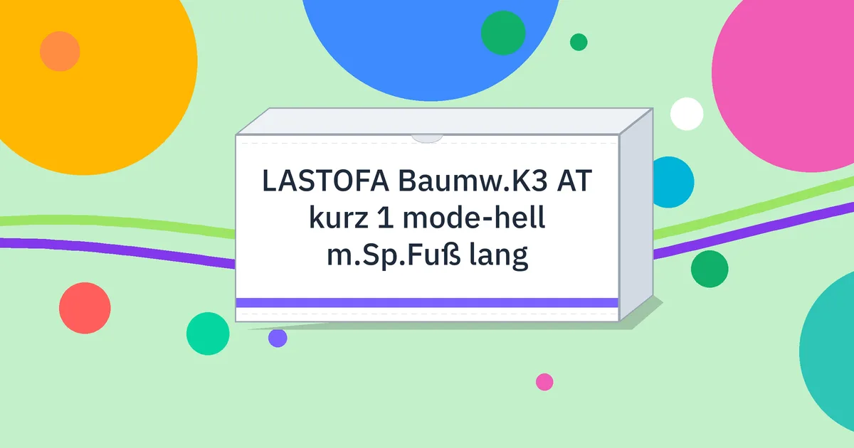 Symbolbild: Packung mit der Aufschrift LASTOFA Baumw.K3 AT kurz 1 mode-hell m.Sp.Fuß lang (PZN 01958337) – Verfügbarkeit und Bezug in Apotheken in Frankfurt am Main