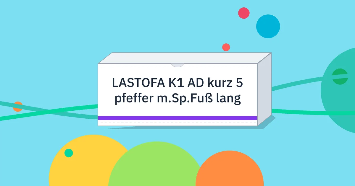 Symbolbild: Packung mit der Aufschrift LASTOFA K1 AD kurz 5 pfeffer m.Sp.Fuß lang (PZN 13787987) – Verfügbarkeit und Bezug in Apotheken in Frankfurt am Main