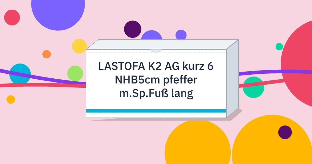Symbolbild: Packung mit der Aufschrift LASTOFA K2 AG kurz 6 NHB5cm pfeffer m.Sp.Fuß lang (PZN 13808063) – Verfügbarkeit und Bezug in Apotheken in Frankfurt am Main