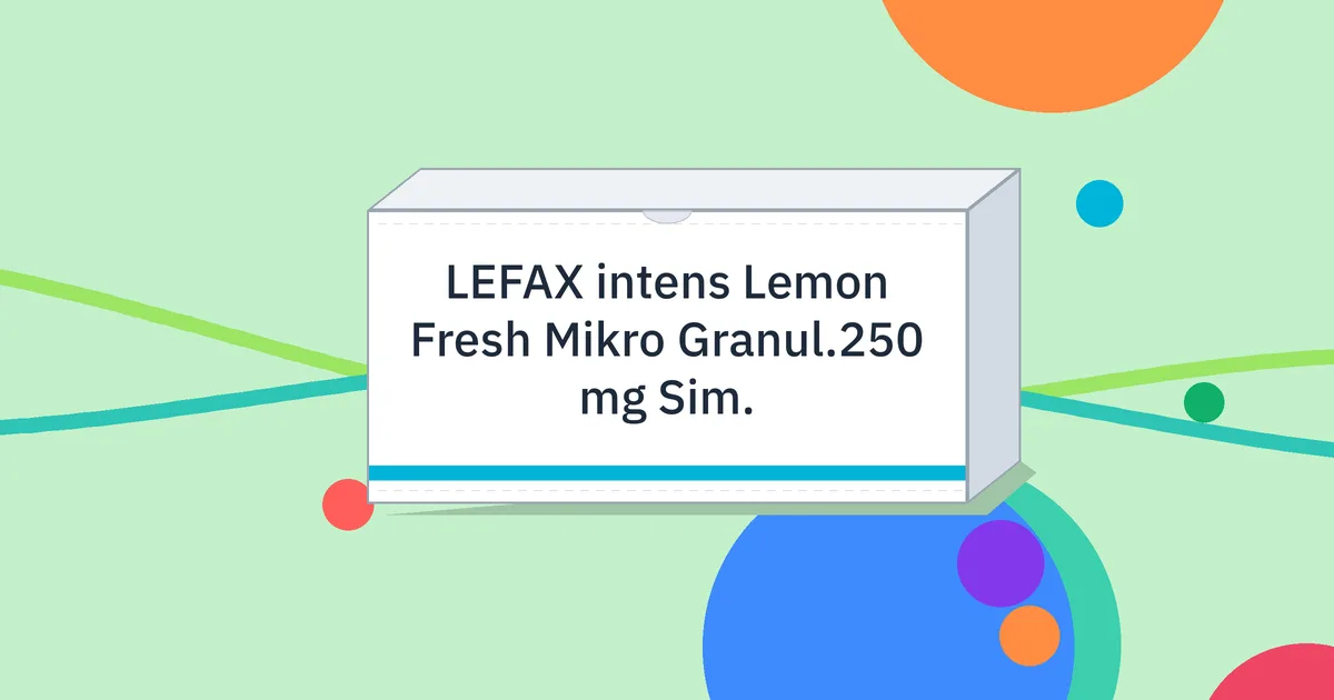 Symbolbild: Packung mit der Aufschrift LEFAX intens Lemon Fresh Mikro Granul.250 mg Sim. (PZN 13248486) – Verfügbarkeit und Bezug in Apotheken in Frankfurt am Main