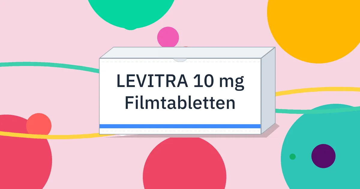 Symbolbild: Packung mit der Aufschrift LEVITRA 10 mg Filmtabletten (PZN 17620876) – Verfügbarkeit und Bezug in Apotheken in Frankfurt am Main